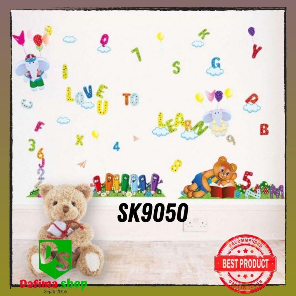 Jual Wall Sticker Dinding Tembok Uk.60x90 Motif Huruf & Angka SK9050 ...