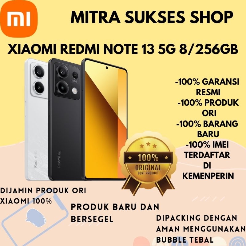 Jual HANDPHONE XIAOMI REDMI NOTE 13 5G 8/256GB GARANSI RESMI Dimensity ...
