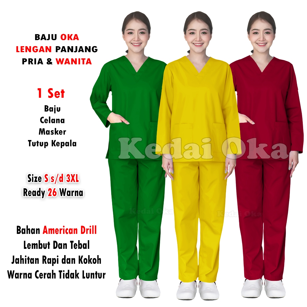 Jual Baju Ok / Baju Medis / Baju Perawat lengan panjang / Sergam Medis ...