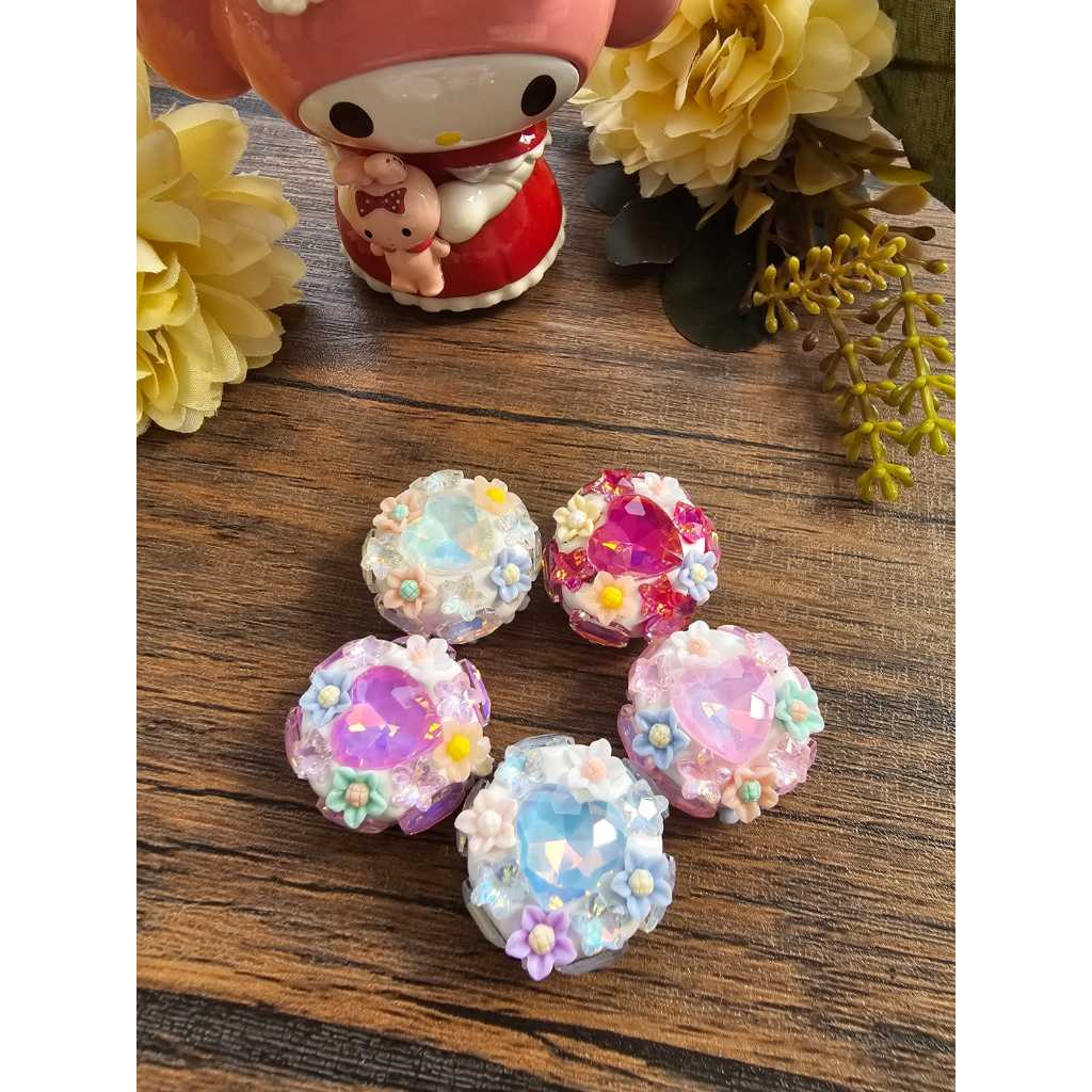 Jual Mote Manik Fancy Flower Heart Valentine GID Diamond Beads (Mewah ...