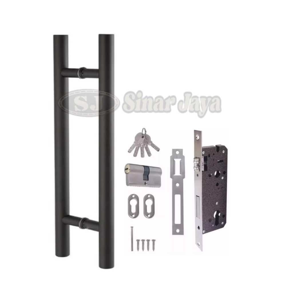 Jual paket 2 handle pintu kaki tembus model suling bulat stainless ...