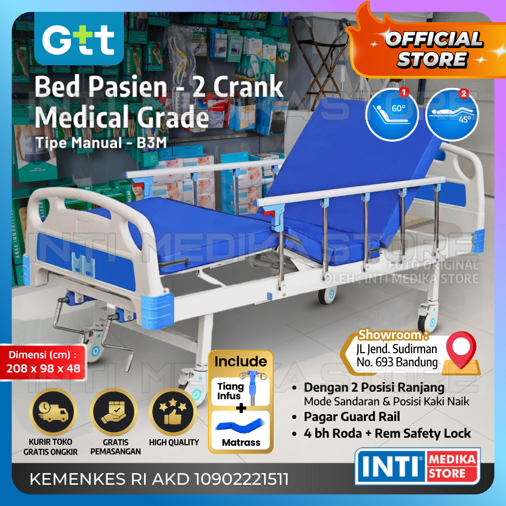 Jual GTT - Bed Pasien MANUAL 2 Crank Ranjang Tempat Tidur Rumah Sakit ...