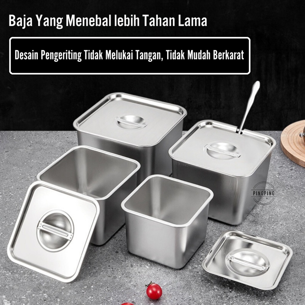 Jual Box souce Stainless Steel Persegi + Tutup / Food Container Saus ...