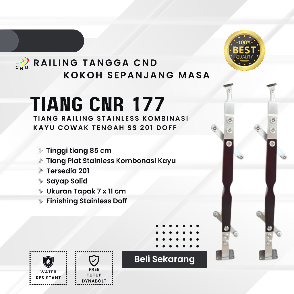 Jual Tiang CND 177 Doff Ss 201 kombinasi kayu model kaca | Shopee Indonesia