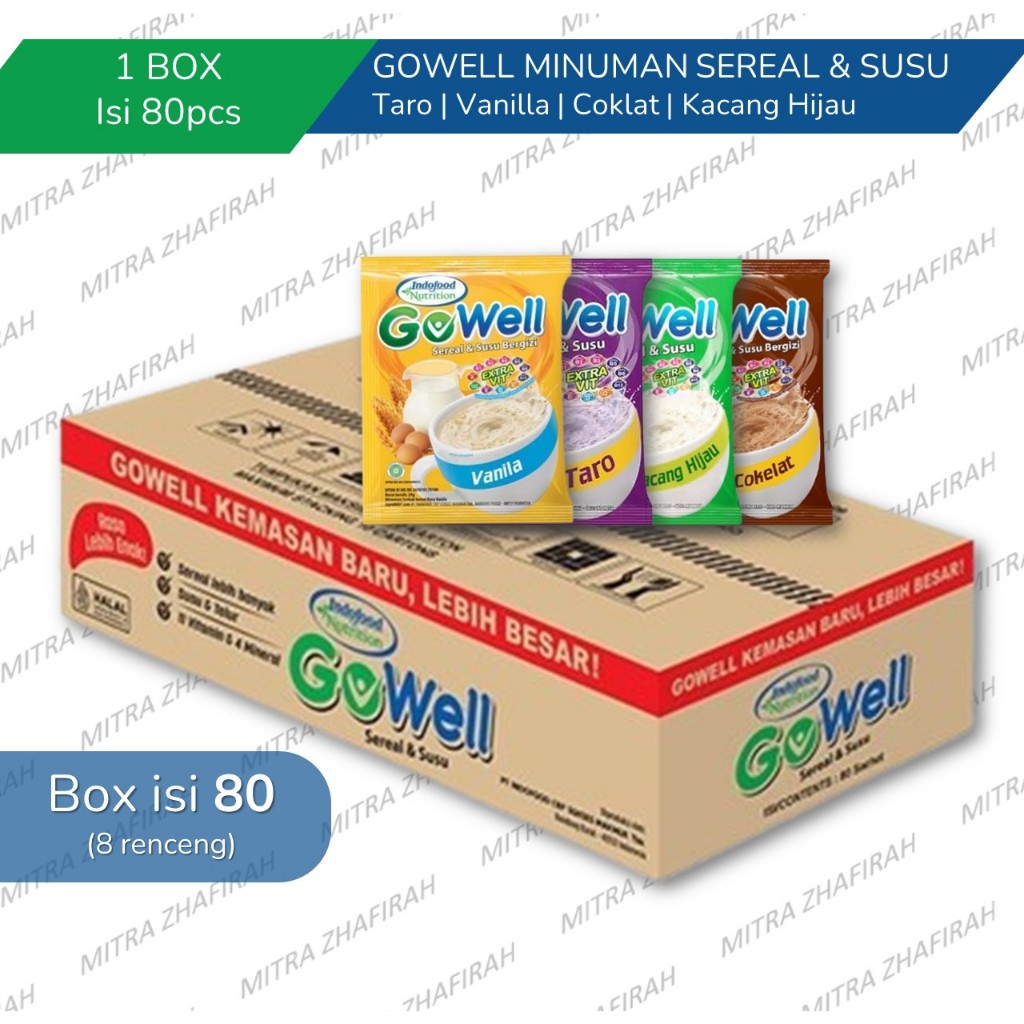 Jual GOWELL Sereal Susu sarapan Sehat dengan Rasa TARO VANILA COKLAT ...