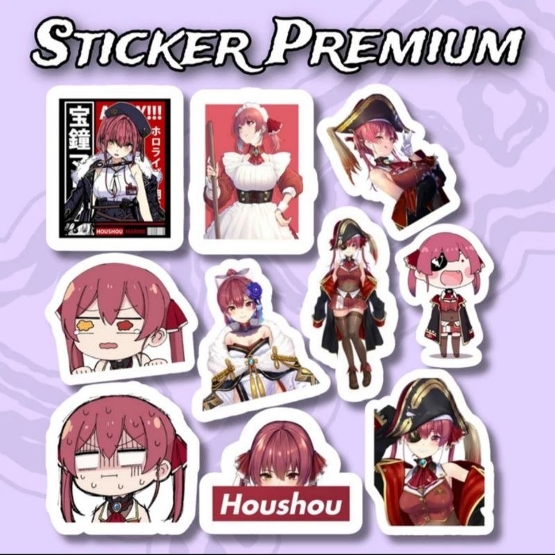 Jual Sticker Houshou Marine Vtuber HoloLive Pack 10pcs Premium ...