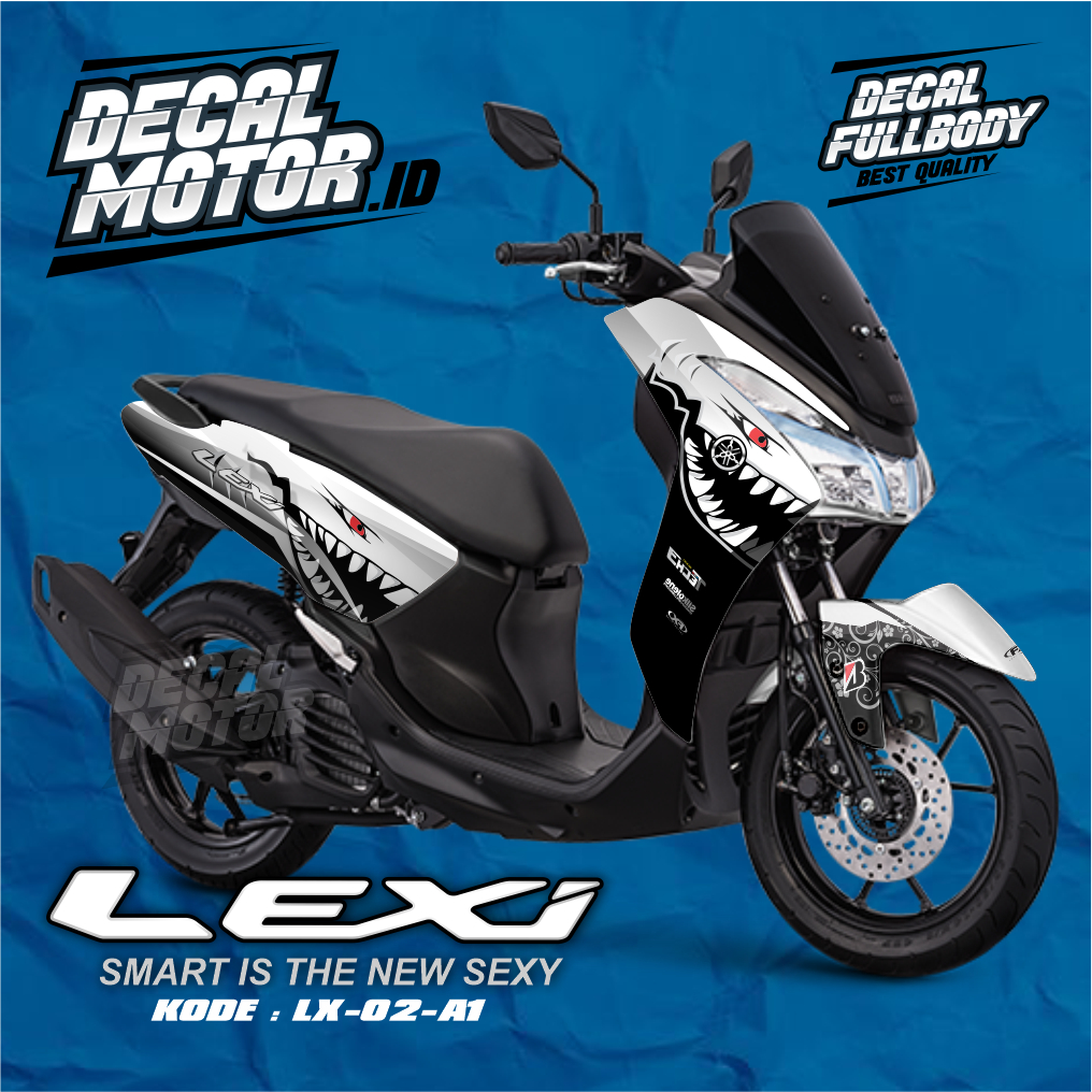 Jual Decal Motor Lexi Motif Shark Sticker Decal Desain Hiu Full Body ...
