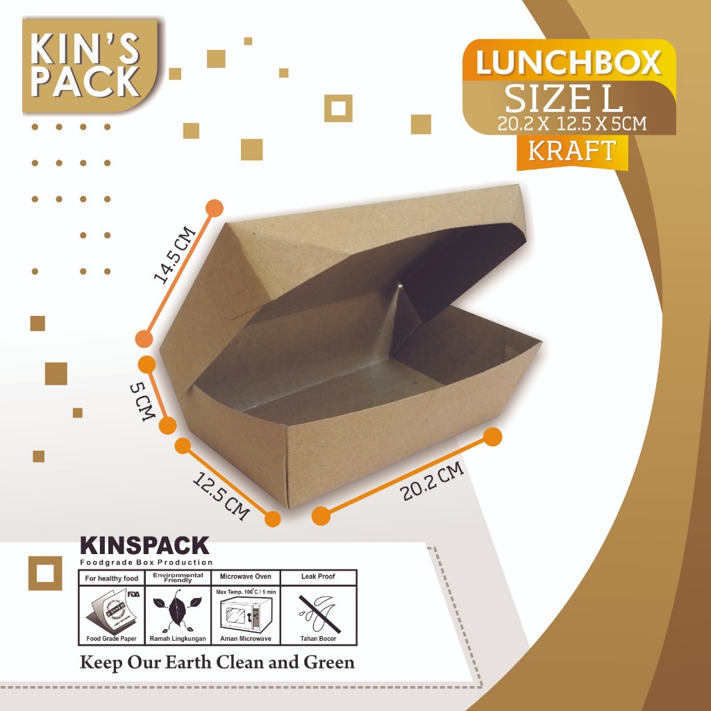 Jual Paper Lunch Box Kraft / Craft L Laminasi PE Model Lipatan / Selip ...