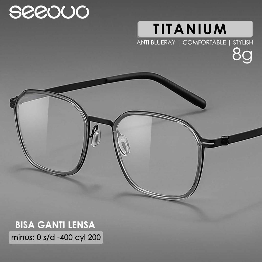 Jual Seeeouo Kacamata Antiradiasi Blueray Style Kotak Comfortable Glasses Titanium Light Frame ...