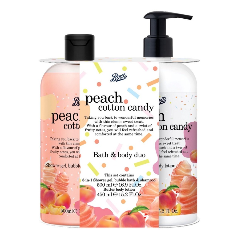 Jual boots peach cotton candy body lotion 450ml + body wash sabun mandi ...