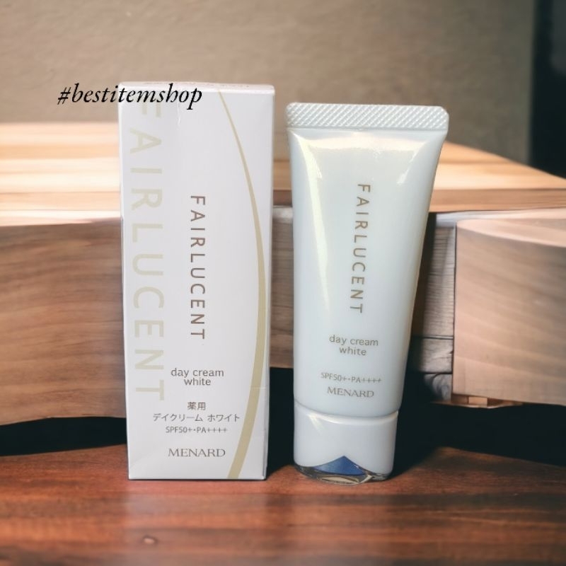 Jual menard fairlucent day cream white spf50+ pa++++ 40g - menard sunscreen new | Shopee Indonesia