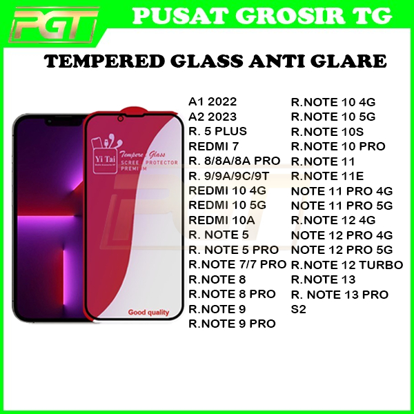 Jual TEMPERED GLASS ANTI GLARE REDMI A1 2022 A2 2023 8 8A 8A PRO 9 9A ...