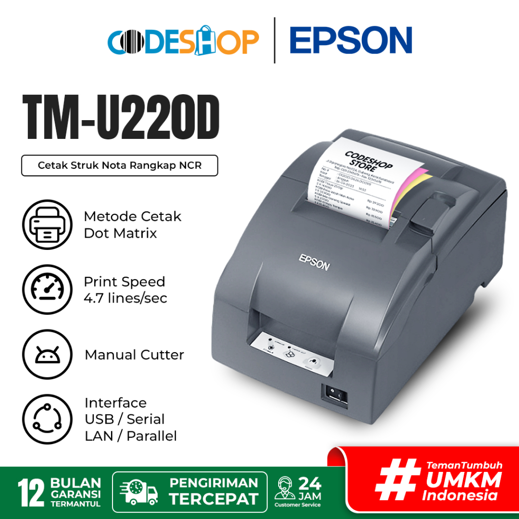 Jual Printer EPSON TMU 220D Dot Matrix Port USB | LAN | SERIAL ...