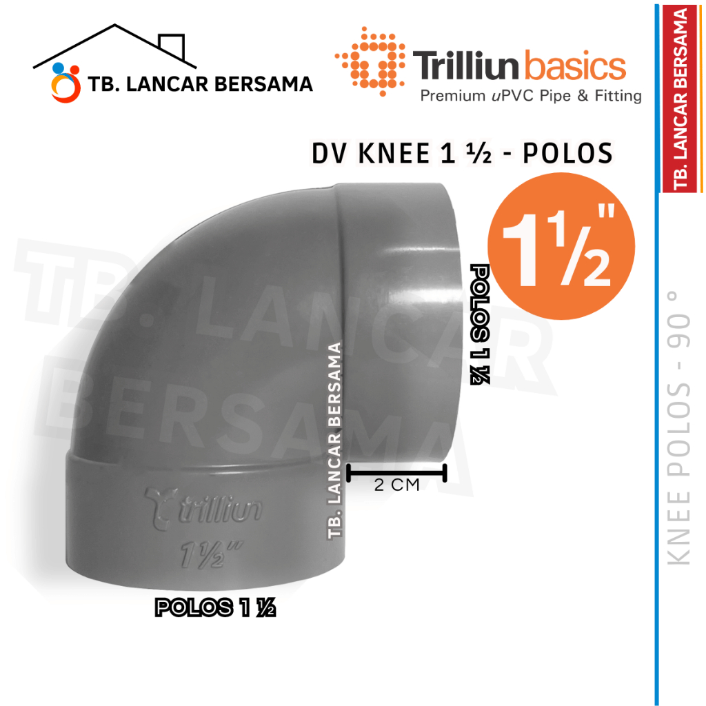 Jual KNEE 1 1/2 INCHI TRILLIUN DV - ELBOW KENI FITTING PVC 1,5 INCH ...