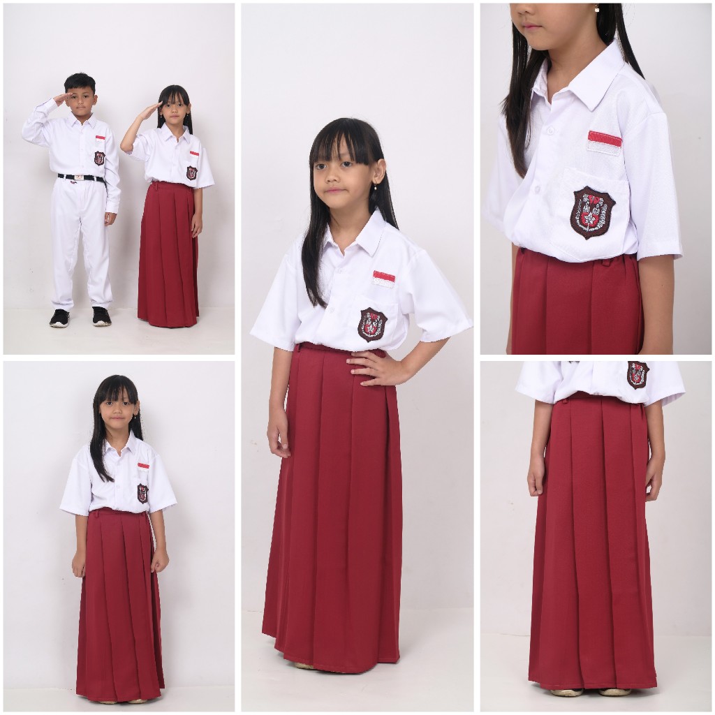 Jual ROK SERAGAM SEKOLAH ROK SD MI MODEL REMPEL LIPIT BAN PINGGANG KARET MERAH BAHAN PREMIUM ...