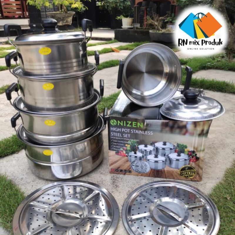 Jual Panci streamer 1set(5pcs) Panci set kukusan, panci stainless anti ...