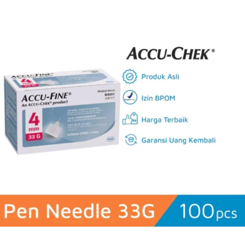 Jual Accu Fine Accu chek 33G 100 Pcs/Accu fine Accu-chek jarum insulin ...
