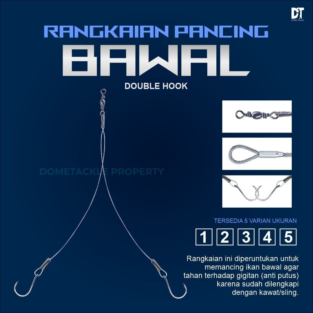 Jual RANGKAIAN KAIL PANCING IKAN BAWAL SINGLE DOUBLE HOOK RANGKAIAN ...
