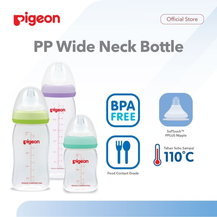 Jual PIGEON BOTTLE SOFTOUCH PERISTALTIC PLUS BOTOL SUSU PP WIDE NECK 160ml / 240ml / 330ml ...