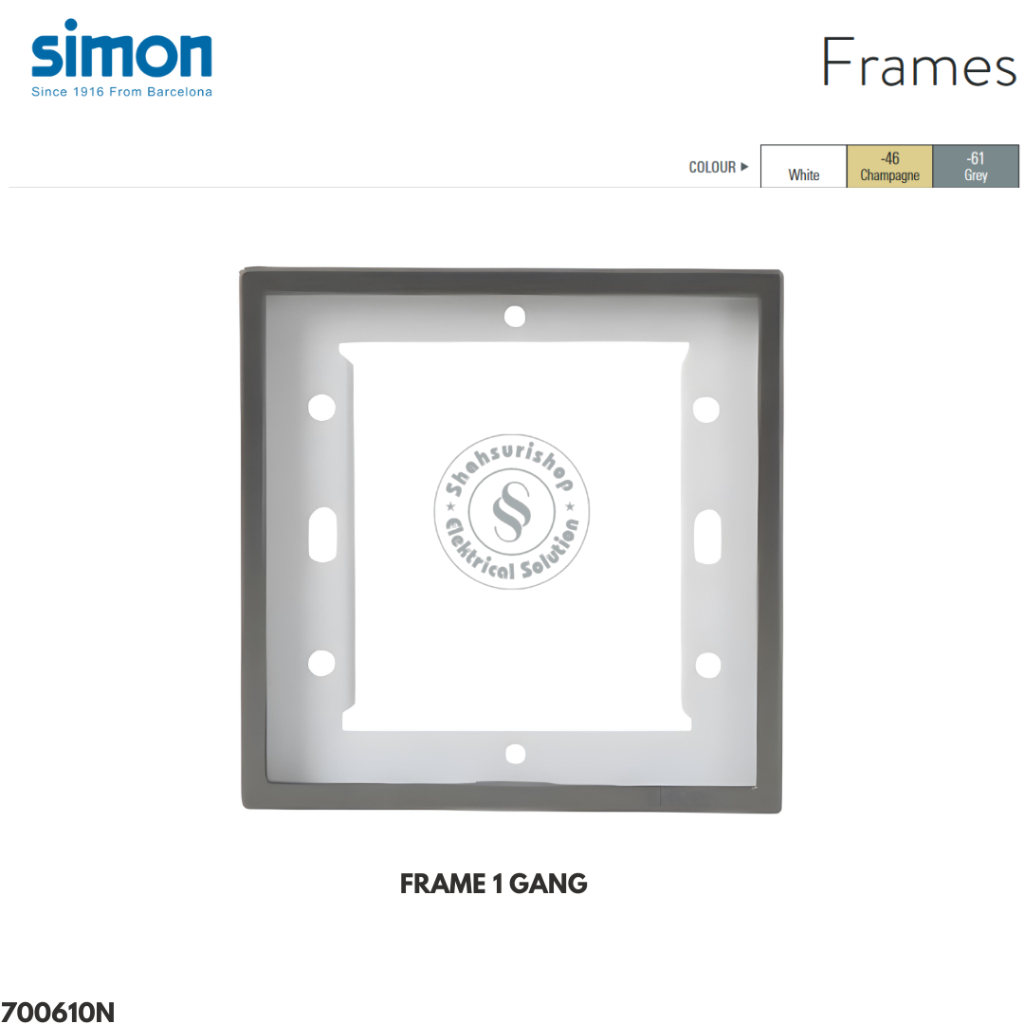 Jual SIMON 700610N SIMON FRAME 1 GANG WHITE, GREY, CHAMPAGNE & BLACK ...