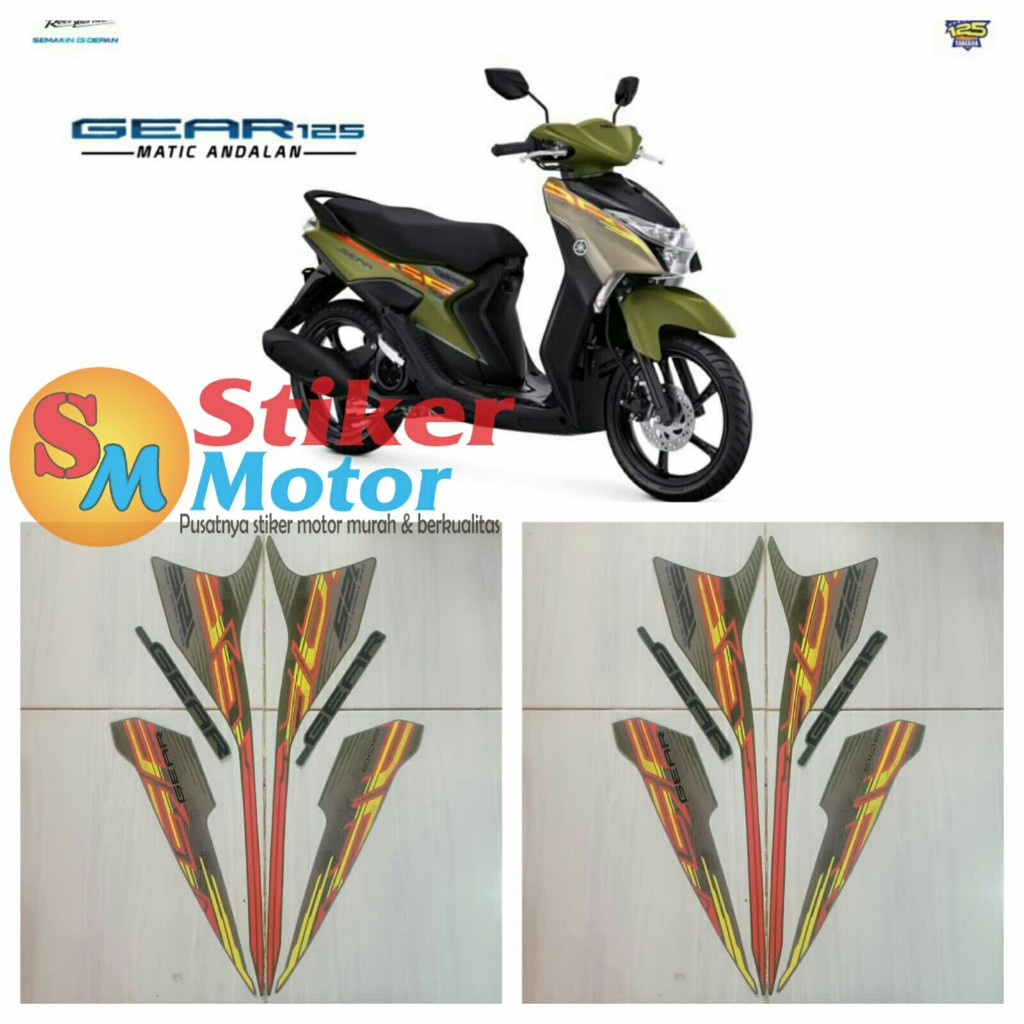 Jual sticker striping body motor yamaha mio gear 125 2024 hijau-gold ...