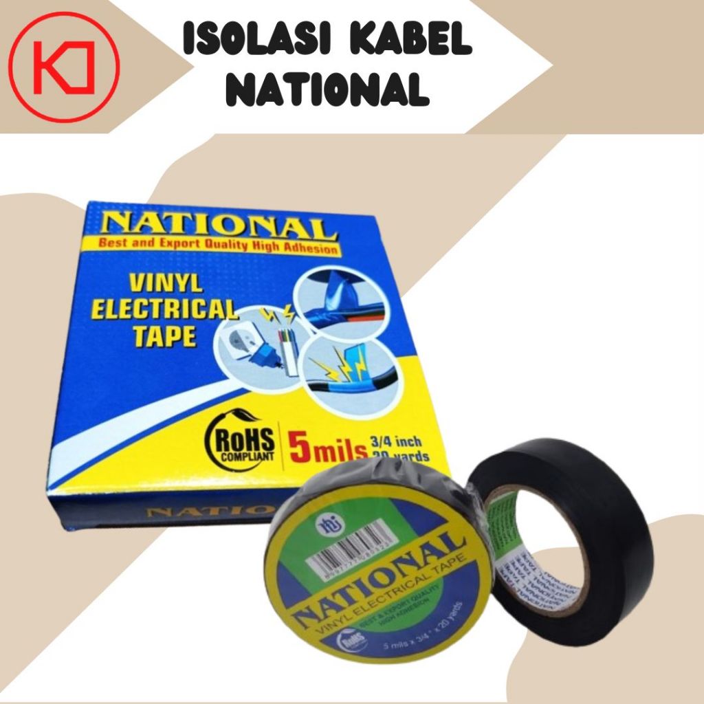 Jual Isolasi Listrik National Hitam Electrical Tape Black Solasi ...