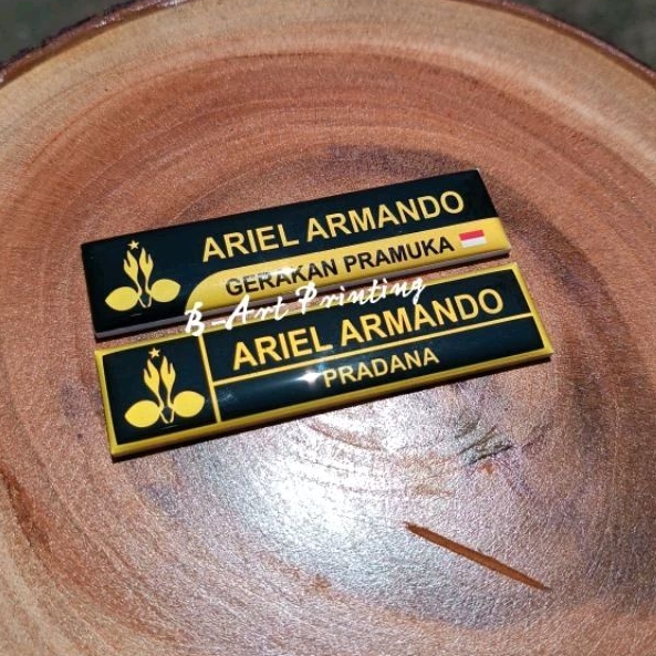 Jual Nametag Arkrilik Pramuka Resin Name Tag Pramuka GOLD SILVER Nama ...