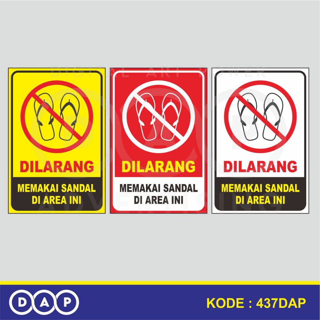 Jual 437 - STIKER DILARANG MEMAKAI SANDAL DI AREA INI - 20 X 30 CM ...