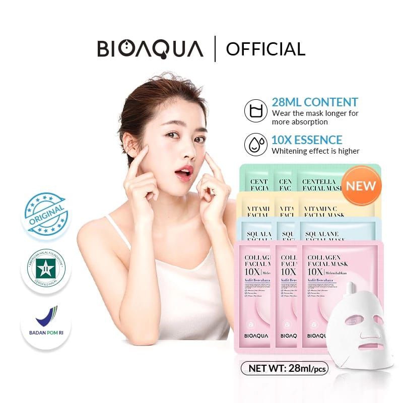 Jual BIOAQUA Masker wajah 10X The Effect Facial Mask Whitening Moisturizing Sheetmask | Shopee ...