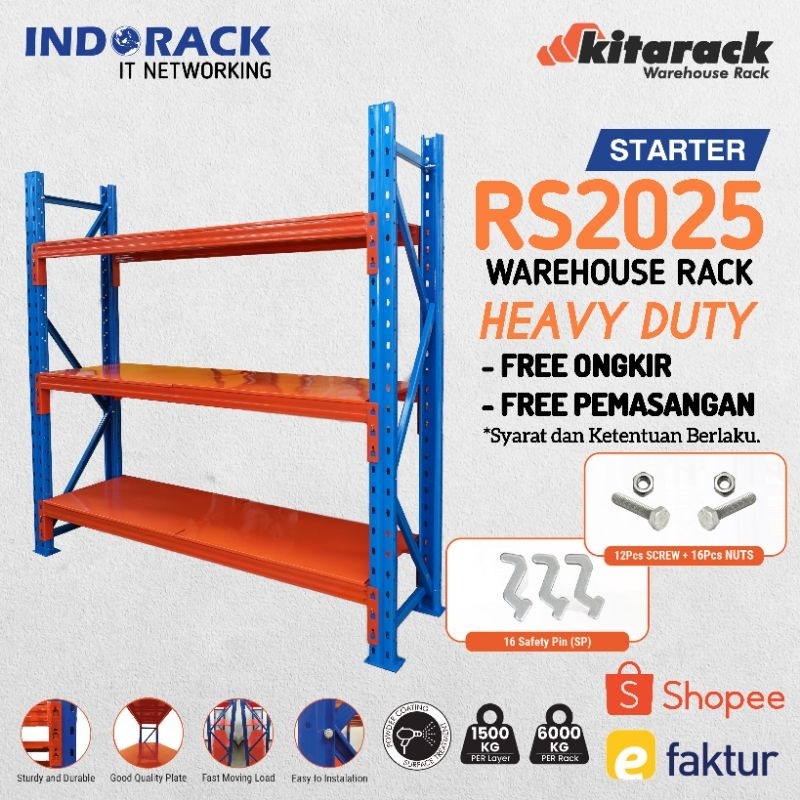 Jual RS2025 Rak Gudang KITARACK 2.5 Meter 1.5 Ton Warehouse Rack HEAVY ...