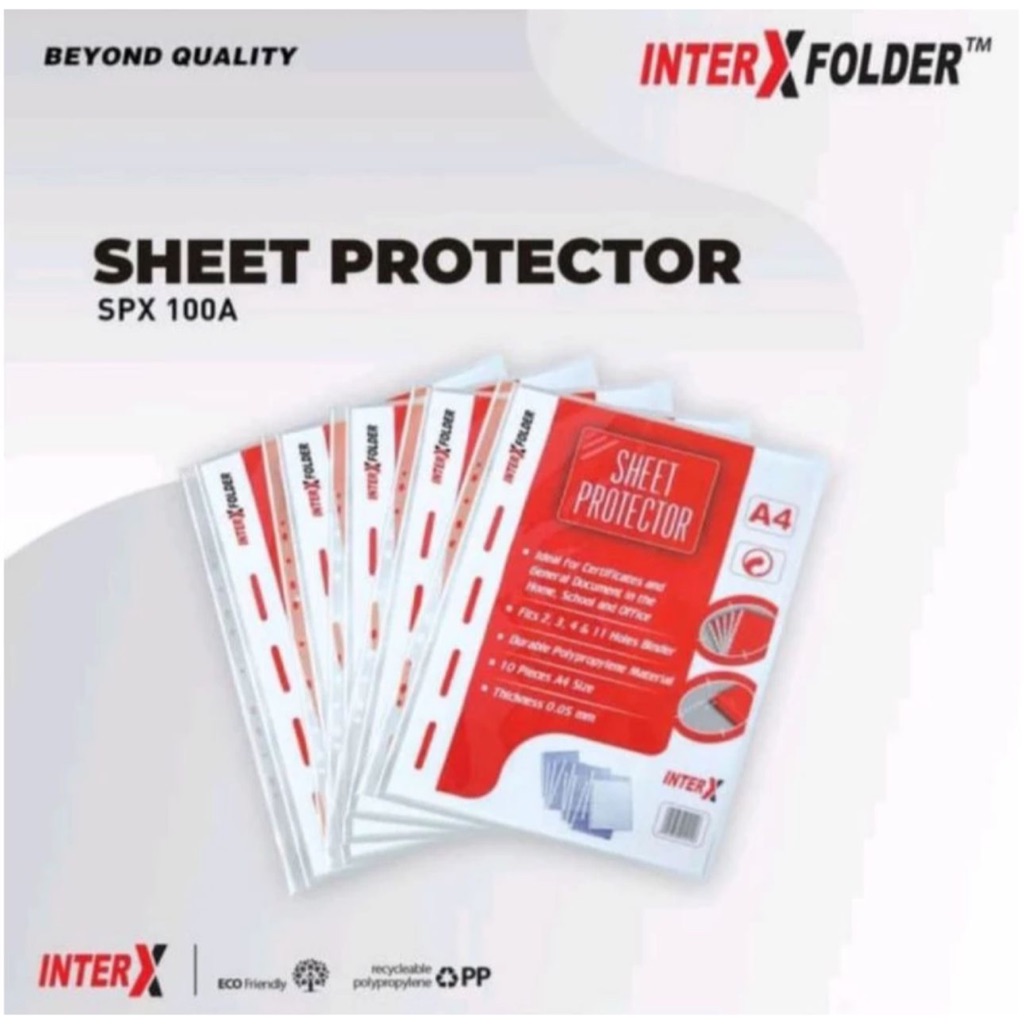 Jual Sheet Protektor A4 Isi 10 Lembar InterX Folder / PP Pocket Plastik ...