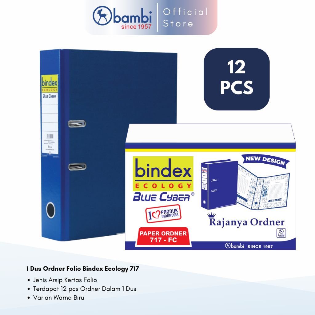 Jual 1 Dus Bindex Ecology Lever Arch File Ordner Folio Medium Blue ...