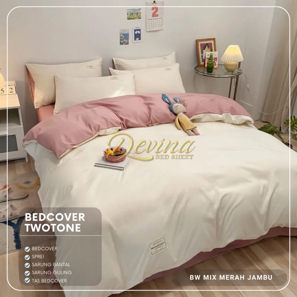 Jual Bedcover Set Two Tone Polos Selimut Bolak Balik ( Kombinasi Dua ...