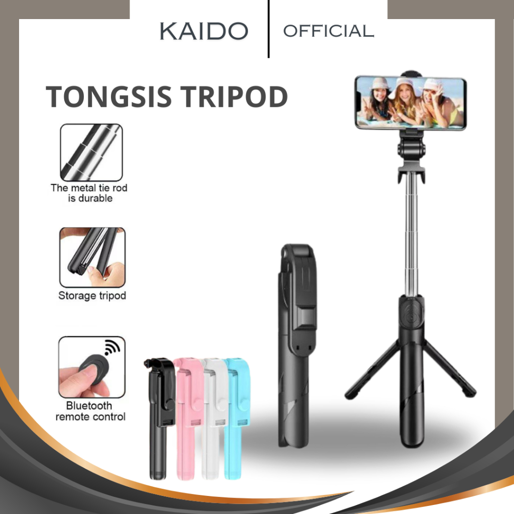 Jual Tongsis Tripod Bluetooth R1 3in1 Remote Action Cam Macaron R1 ...