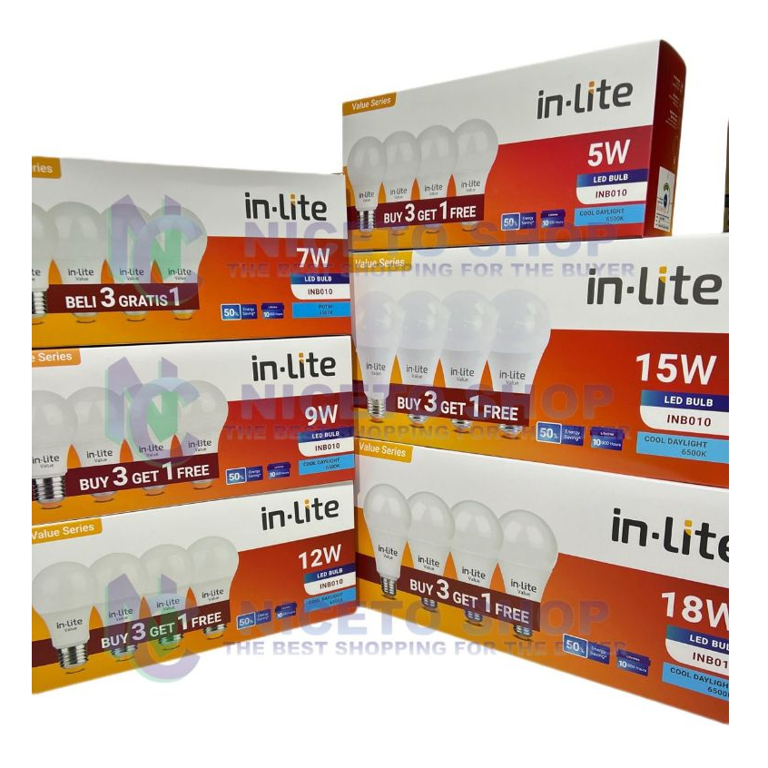 Jual InLite lampu Bolam LED Paket INB010 5W 7W 9W 12W 15W 18W Multipack InLite | Shopee Indonesia
