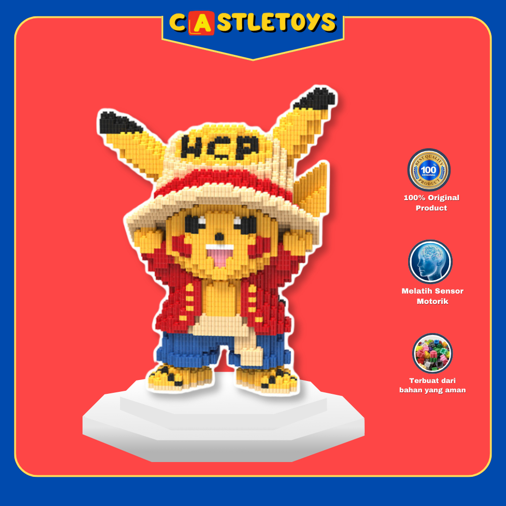 Jual Nano Blocks LUFFY PIKACHU, LUFFYCHU, One Piece X Pokemon 3D Model ...