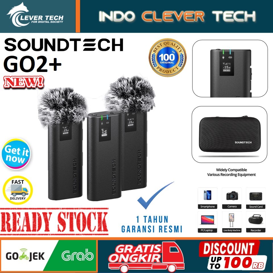 Jual SOUNDTECH GO2+ Wireless Microphone 2.4Ghz Dual-Channel Omni ...
