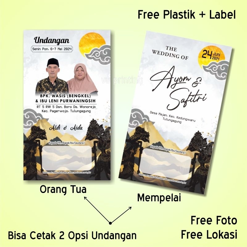 Jual Undangan Wedding Orang Tua Tema Wayang Jawa Vu Printing Cepat ...