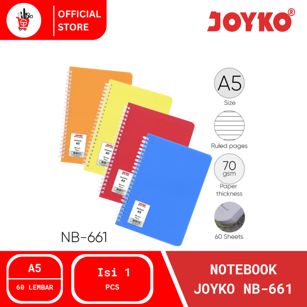 Jual Ruled Notebook | Buku Spiral Bergaris A5 Joyko NB-661 (1PCS) | Shopee Indonesia