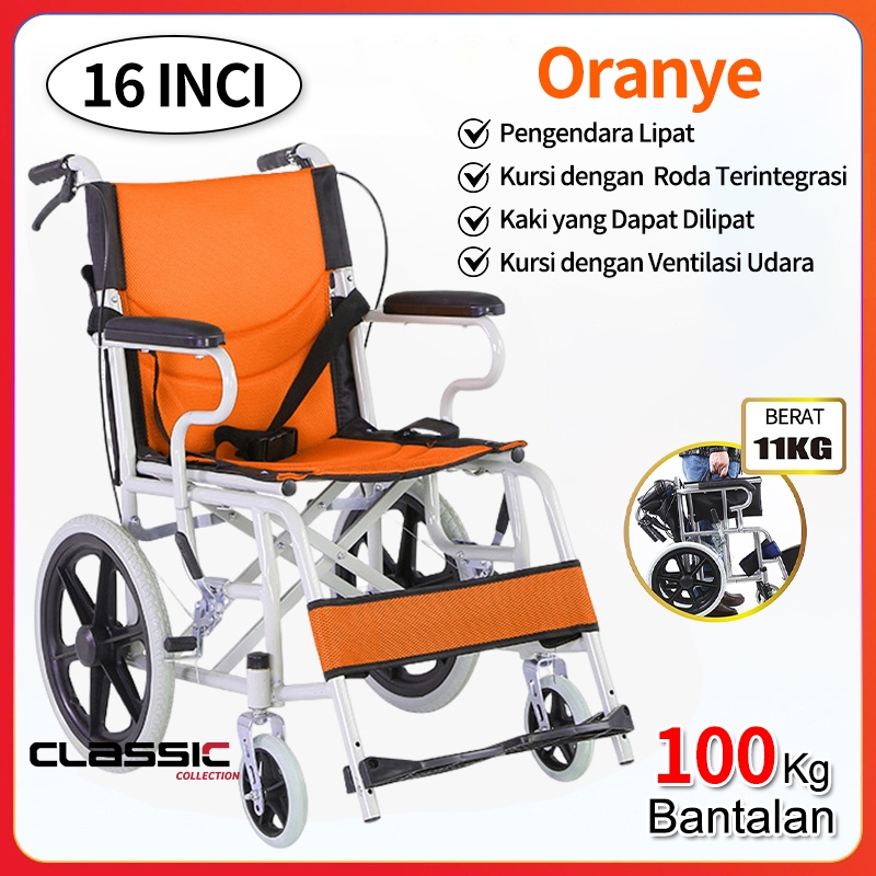Jual 【COD】Kursi Roda Standard Rumah Sakit / Kursi Roda Alluminium Bisa Lipat Portable Traveling ...
