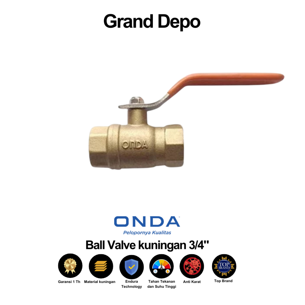 Jual Onda Ball Valve Kuningan 3/4" / Ball Valve Onda / Stop Kran Kuningan Onda | Shopee Indonesia
