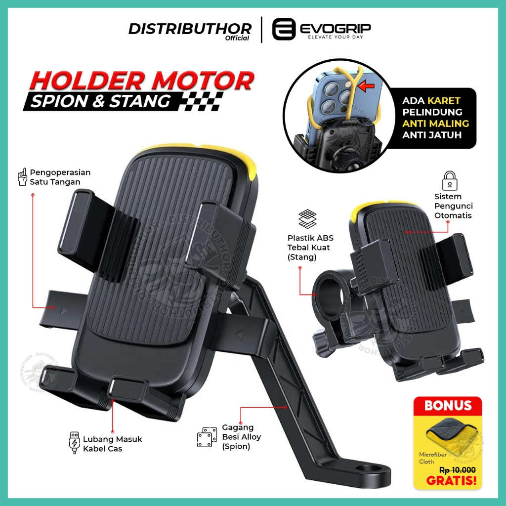 Jual Holder Hp Motor Stang Spion EVOGRIP EG40 EG41 Phone Stand Penjepit hp Anti Maling Tempat ...