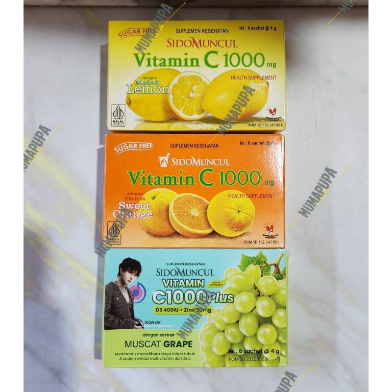 Jual VITAMIN C 1000 / C1000 MG SIDO MUNCUL RASA LEMON / ORANGE / MUSCAT ...