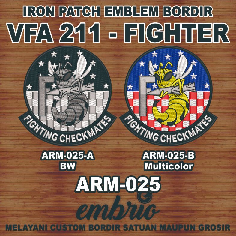 Jual ARM-025 Patch FIGHTING CHECKMATES VFA-211 WW2 Bomber Squadrons US ...