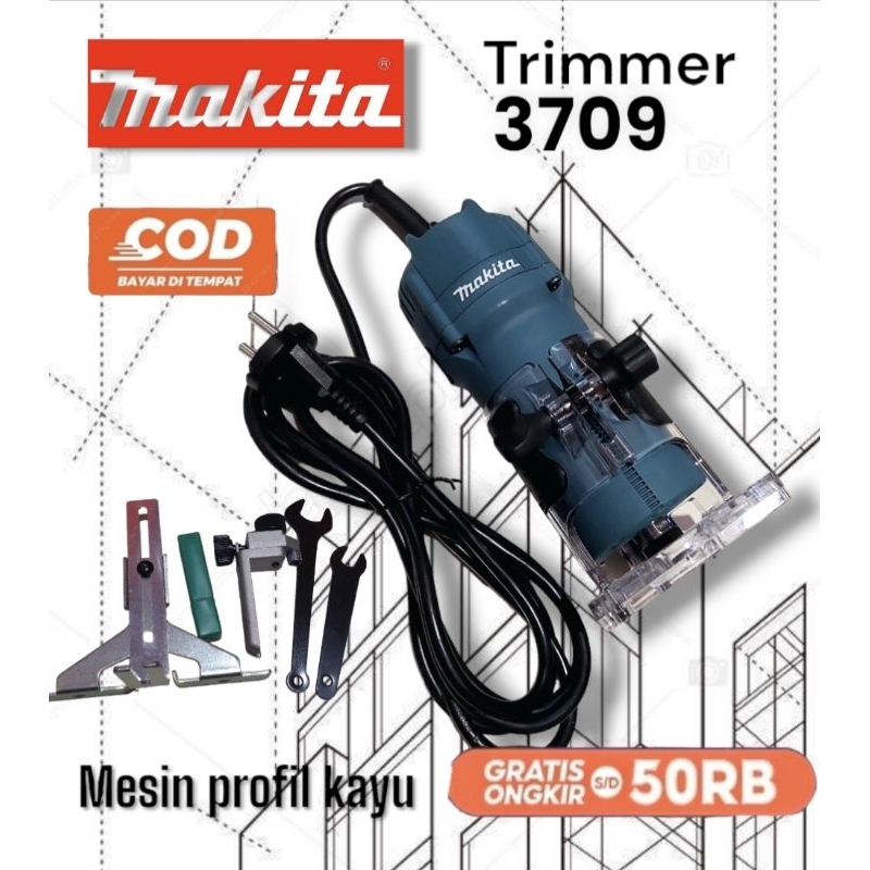 Jual MAKITA 3709 Mesin Profil Kayu - Router Trimmer 6 mm | Shopee Indonesia