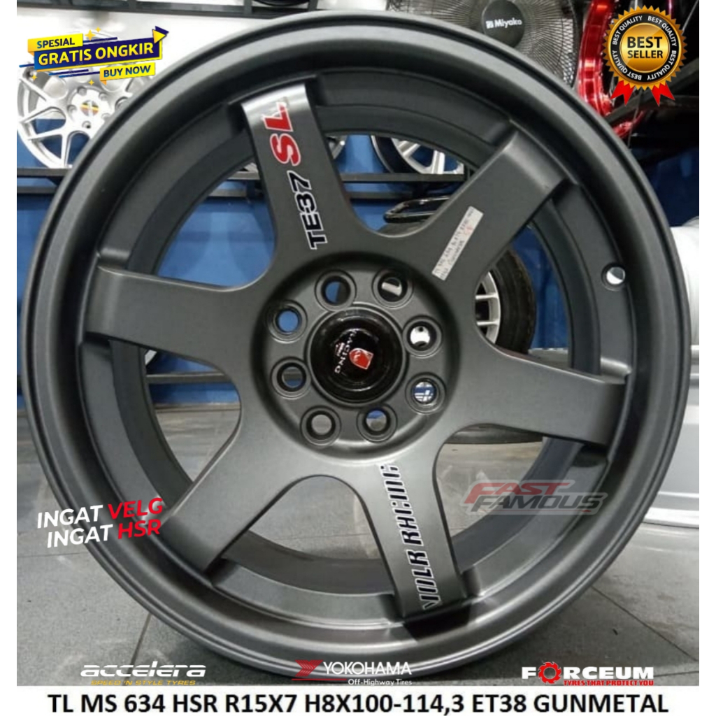 Jual velg racing r15 te37 lebar 7 et 38 rata body bisa untuk Avanza ...