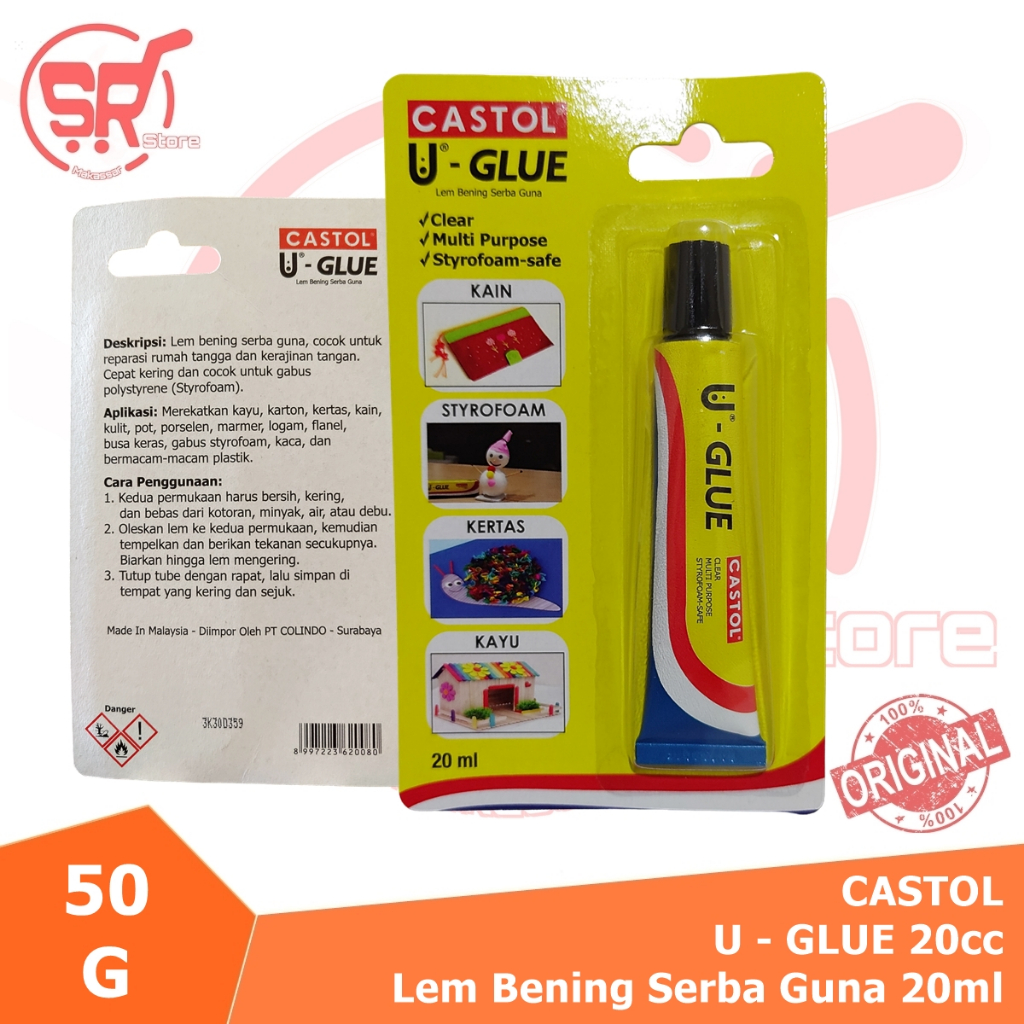 Jual LEM CASTOL U GLUE Lem Bening Serba Guna 20ml / 20cc / UHU ...