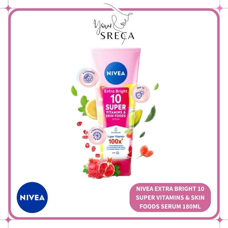 Jual Nivea Extra Bright 10 Super Vitamin & Skin Food 180ml | Shopee ...
