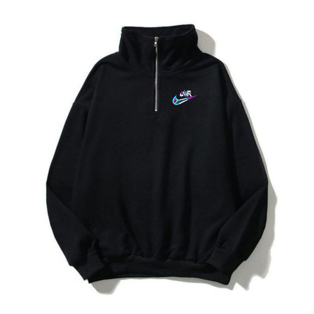 Jual Outwear Logo Aesthetic Basic Half Zipper Fleece Hitam / Sweater ...