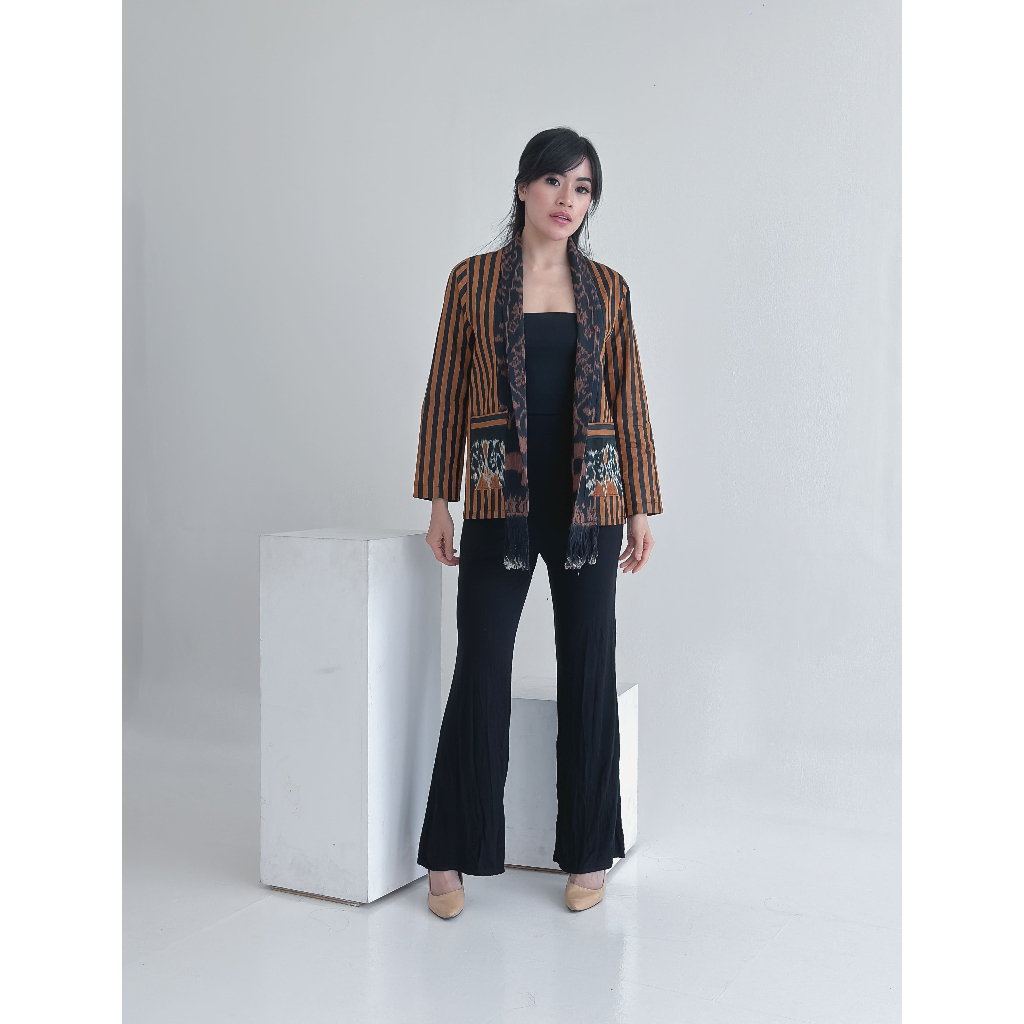 Jual Blazer Outer Tenun Wanita - Khakinata - Ina Blazer Tenun in Brown ...